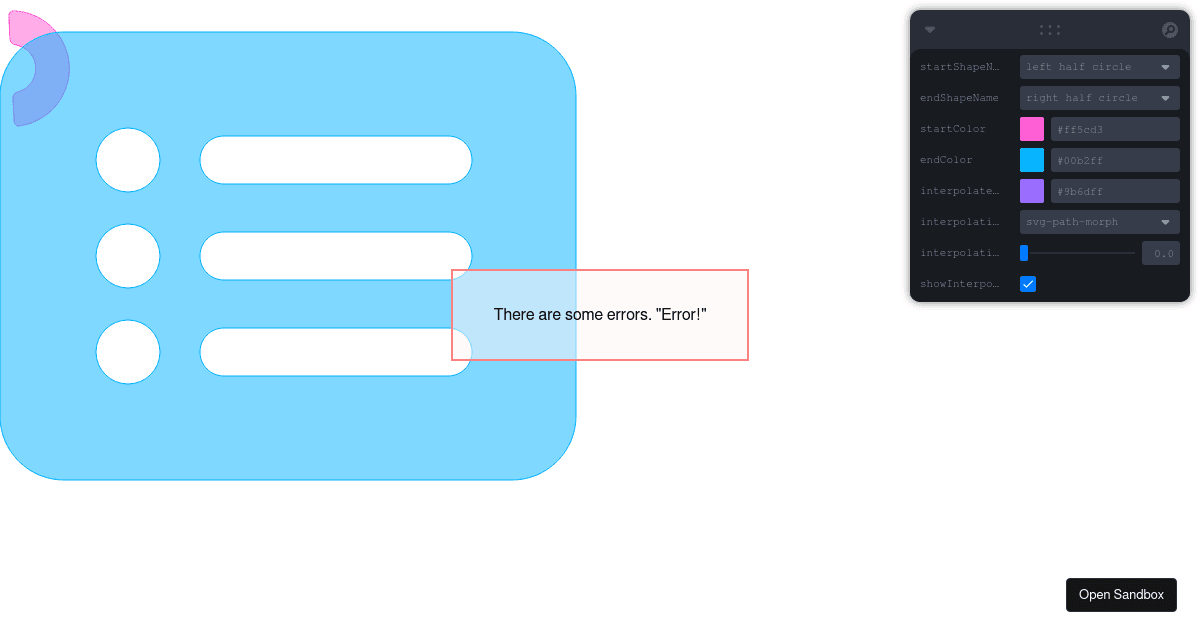 svg interpolation (forked) - Codesandbox