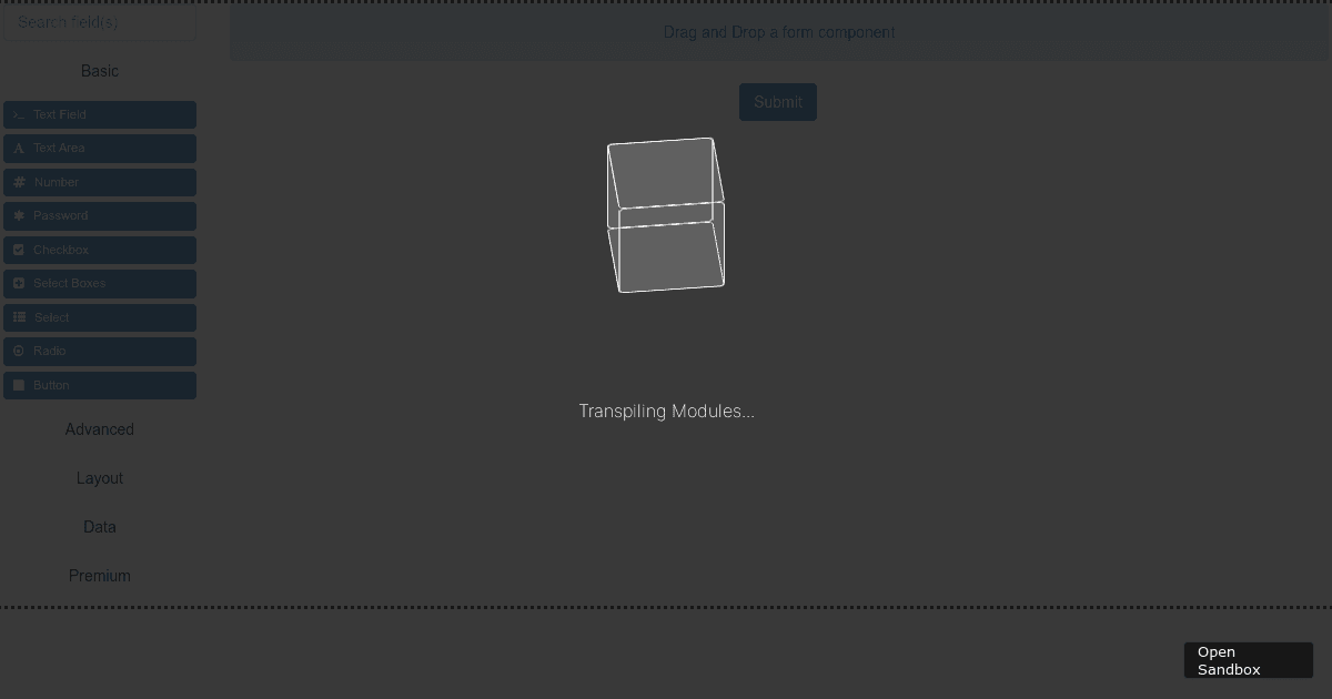 Empty Formio Builder With React Codesandbox