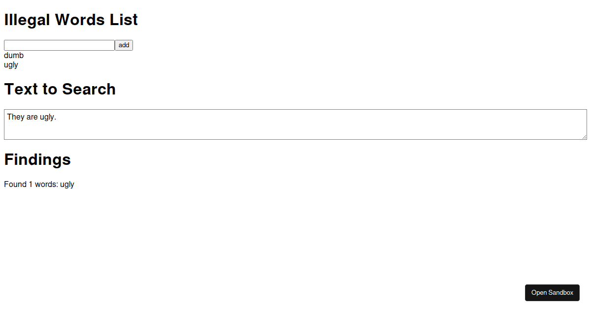 illegal-words-test - Codesandbox