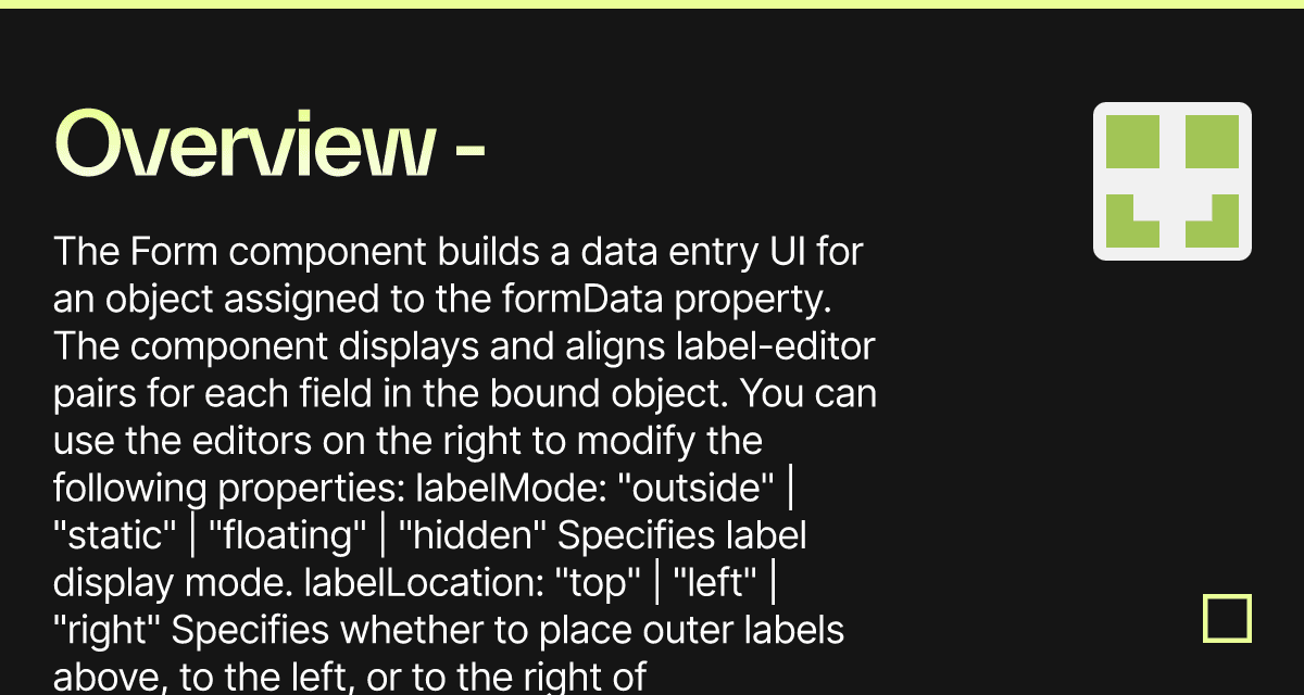 Overview Devextreme Form Forked Codesandbox
