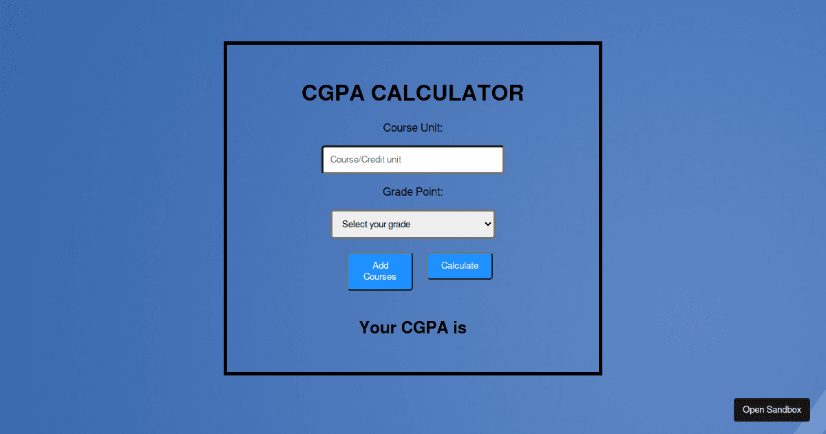 Cgpa Calculator Codesandbox Cgpa Calculator Codesandbox