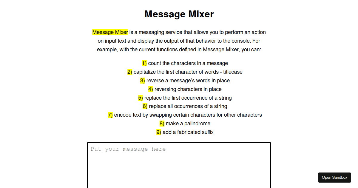 Message Mixer - Codesandbox