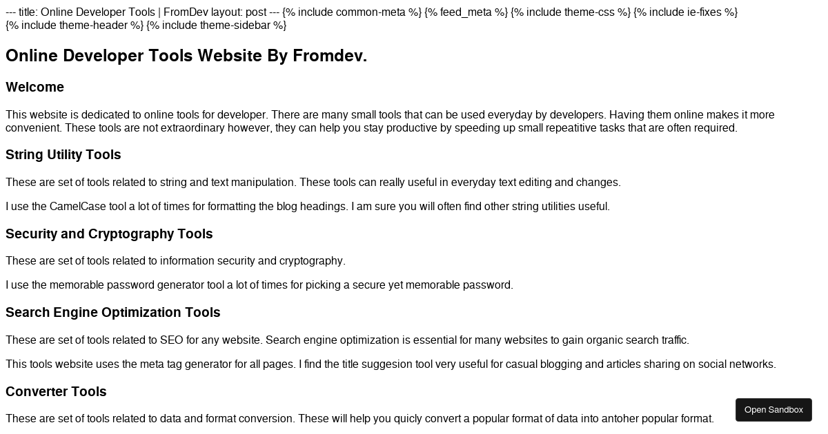 fromdev/tools - Codesandbox