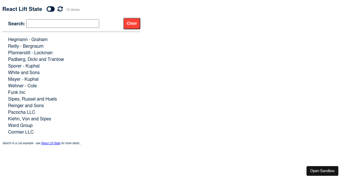 React Lift State Up & Down - Codesandbox