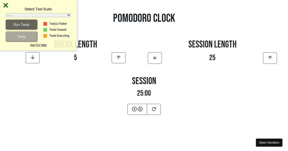 Pomodoro Clock Codesandbox