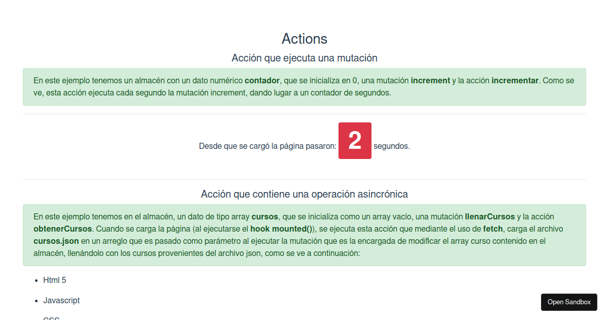 Vuex Actions y mapActions - Codesandbox Vuex Actions y mapActions - Codesandbox