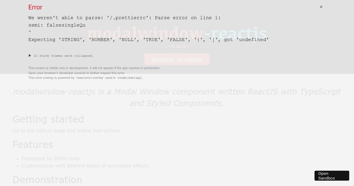 Modalwindow Reactjs Codesandbox
