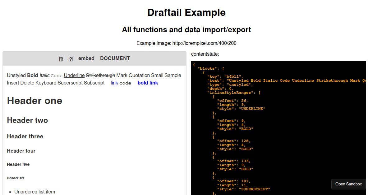 draftail editor image - Codesandbox