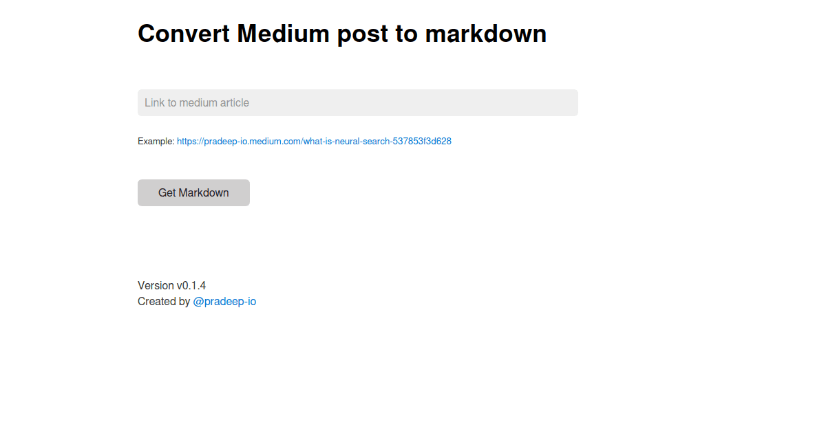 medium-to-markdown - Codesandbox