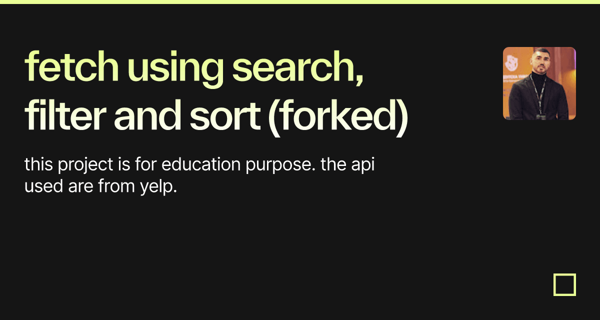 fetch using search, filter and sort (forked) - Codesandbox