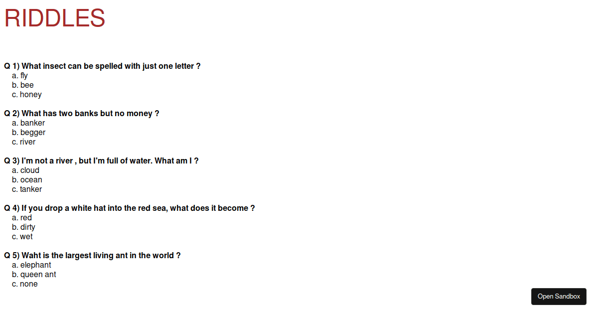 Riddles - Codesandbox