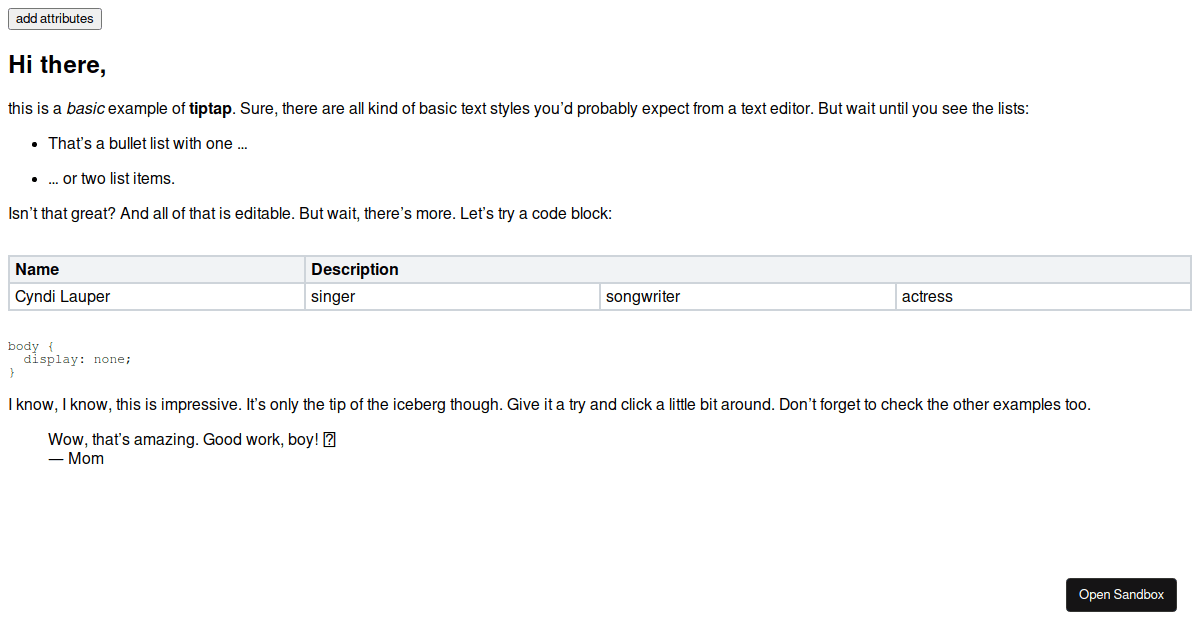 Tiptap Table Attribute Issue Codesandbox 8815