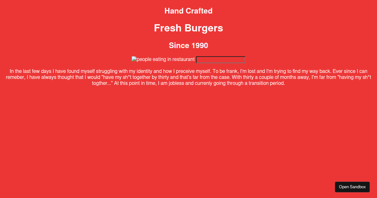 Burger Website - Codesandbox