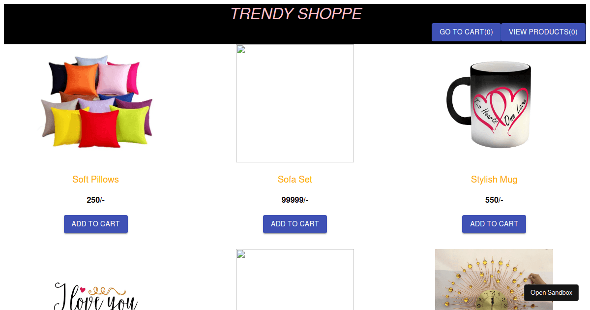 Shopping Cart - Codesandbox