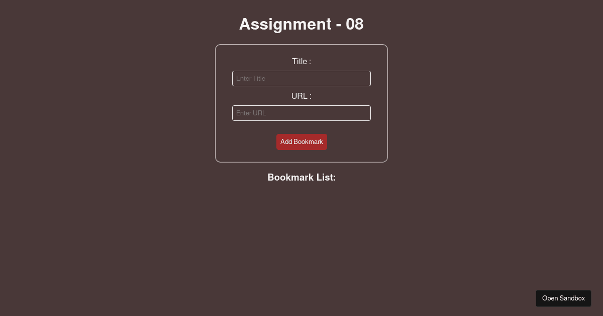 Assignment - 8 - Codesandbox