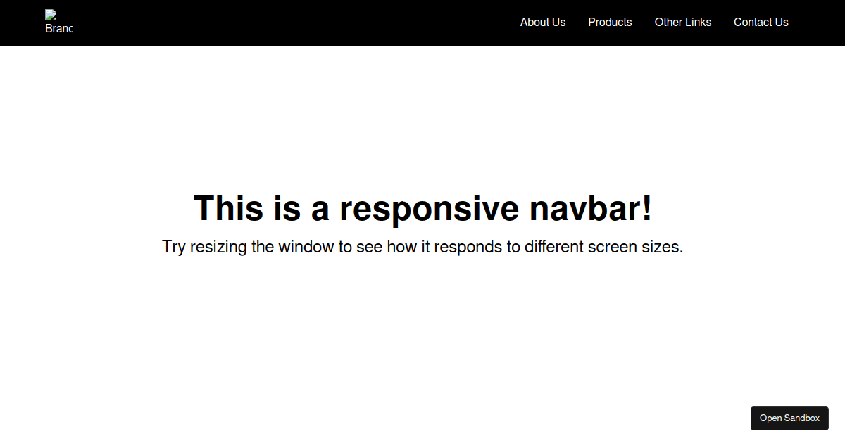 Tailwind Navbar React Example Codesandbox