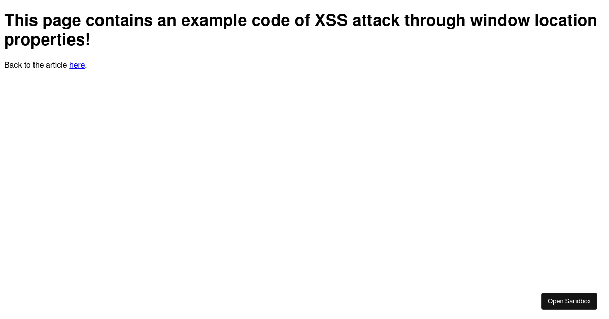 xss-attack-window-location - Codesandbox