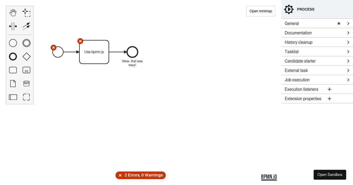 camunda-bpmn-js + linting (forked) - Codesandbox