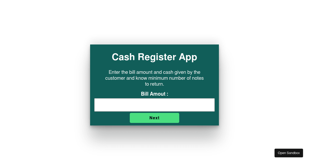 Cash register App - Codesandbox
