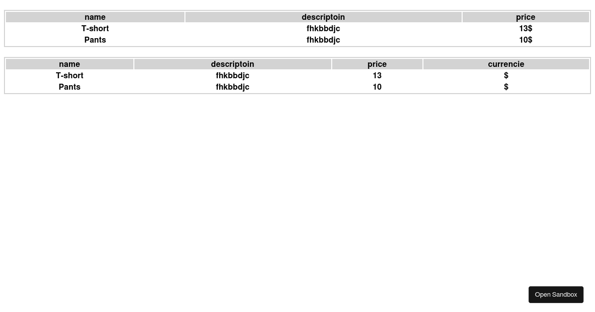 Column Table with generic - Codesandbox