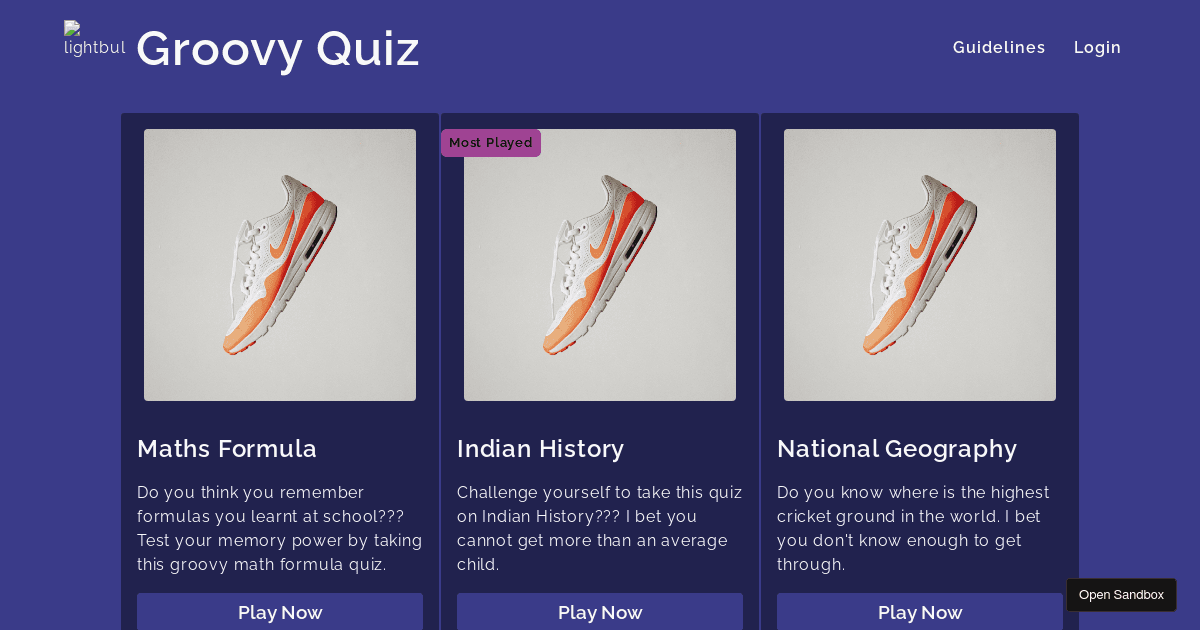 Quiz App Codesandbox