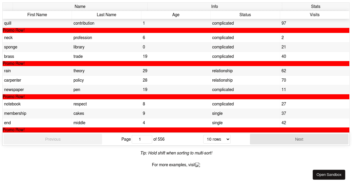 React-Table - Simple Table - Codesandbox