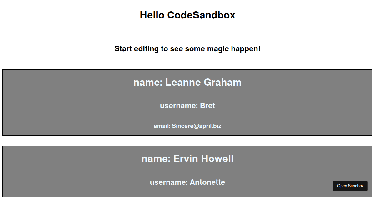 api setup - Codesandbox