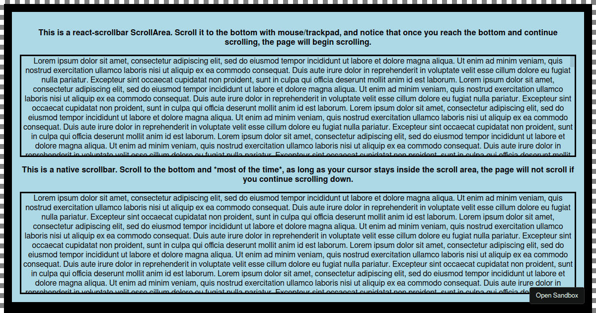 react-scrollbar propapgation issue - Codesandbox