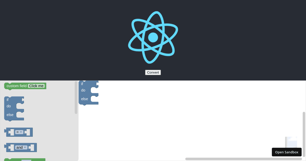 blockly-react-sample - Codesandbox