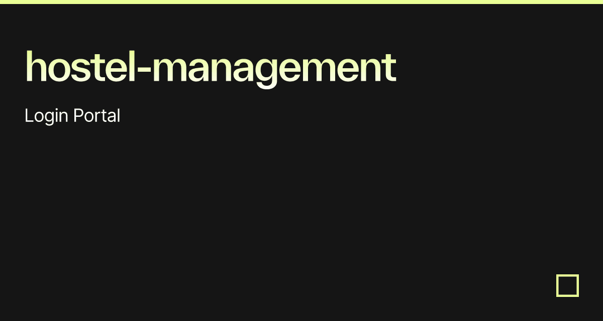 hostel-management - Codesandbox