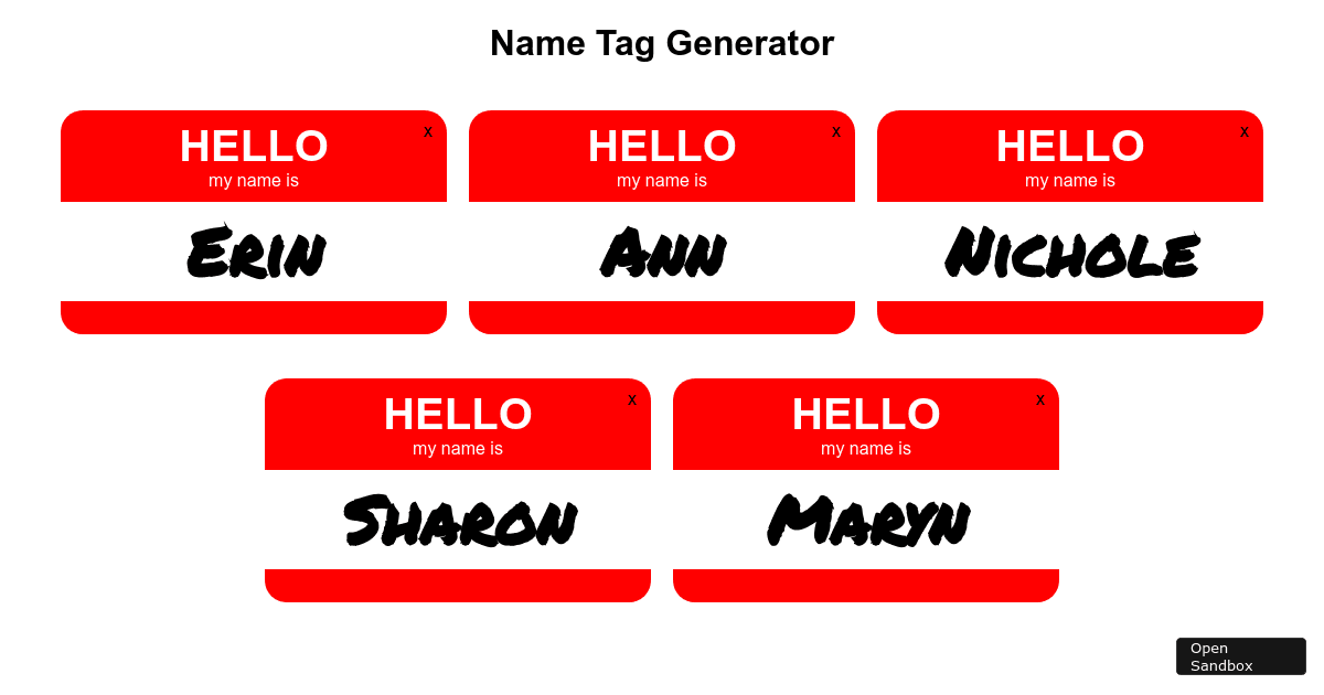 L8 - Build Your Name Tag Text Inputs (forked) - Codesandbox