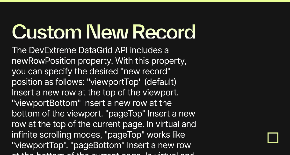 Custom New Record Position - DevExtreme Data Grid - Codesandbox