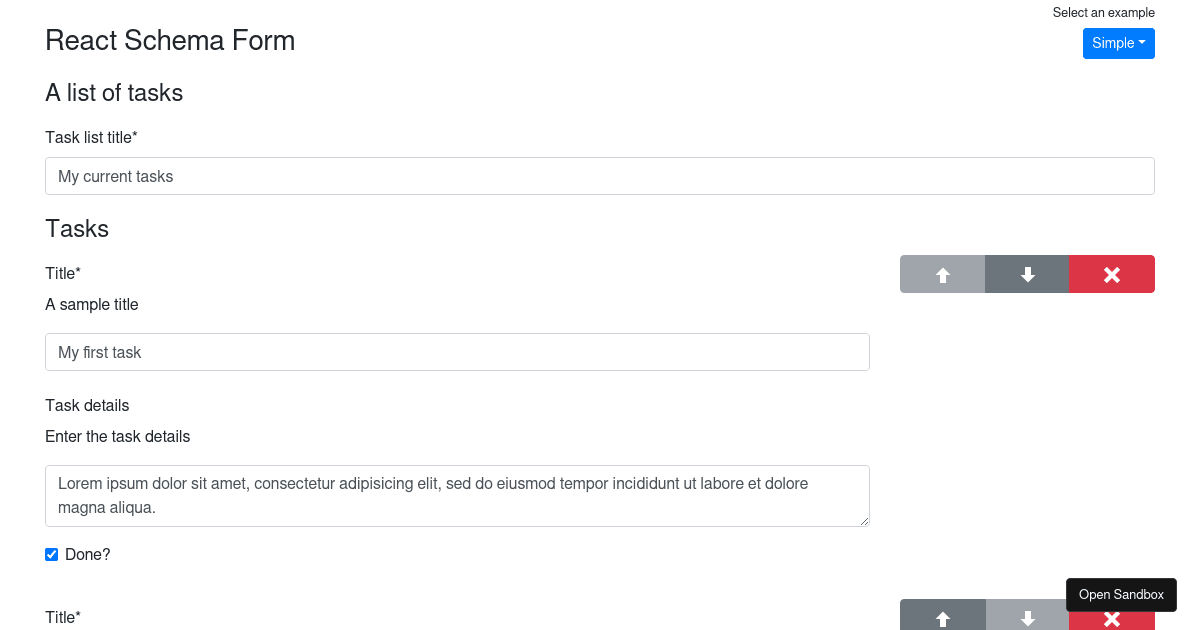 Playground / React Schema Form - Codesandbox