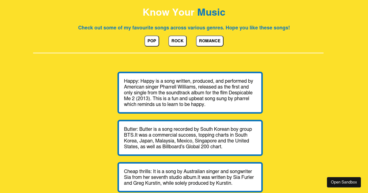 know-your-music - Codesandbox