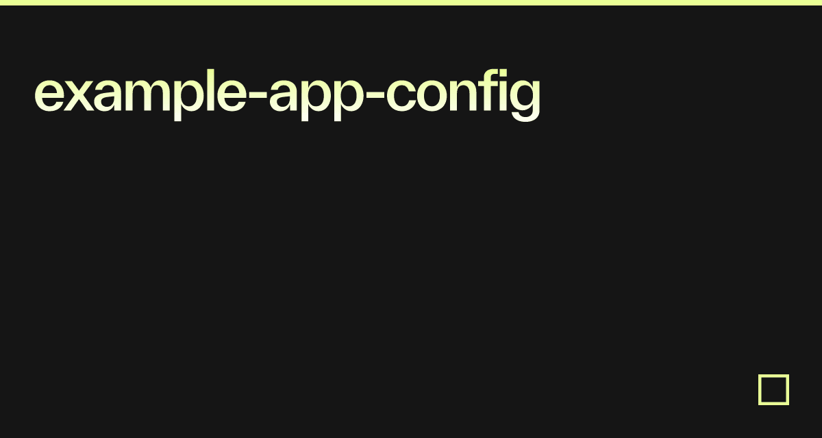 Example App Config Codesandbox