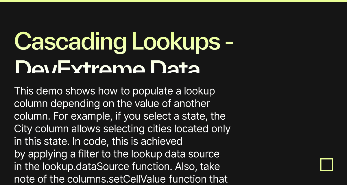 Cascading Lookups - DevExtreme Data Grid - Codesandbox