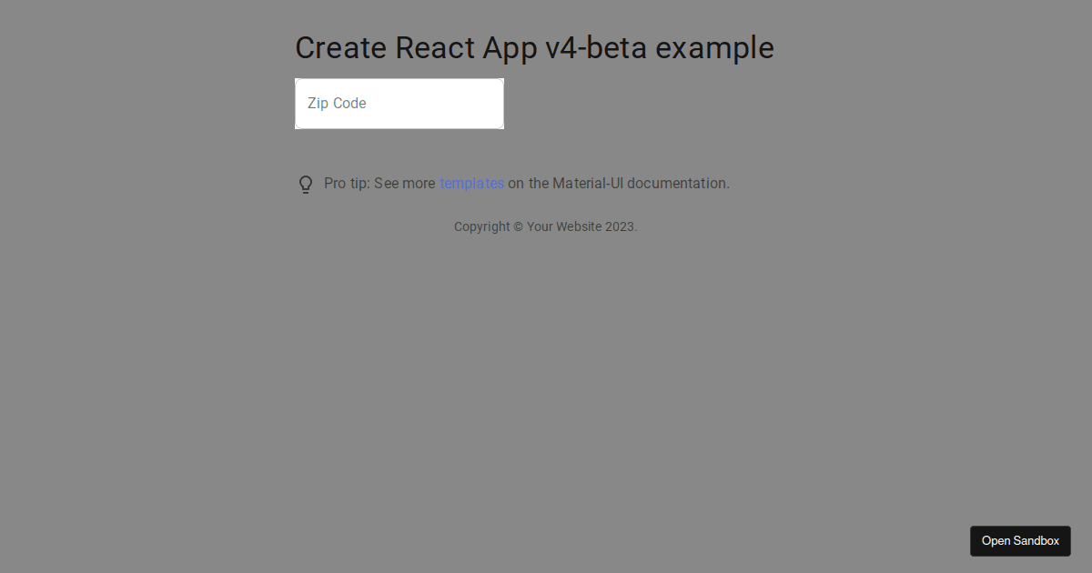 Create React App Codesandbox