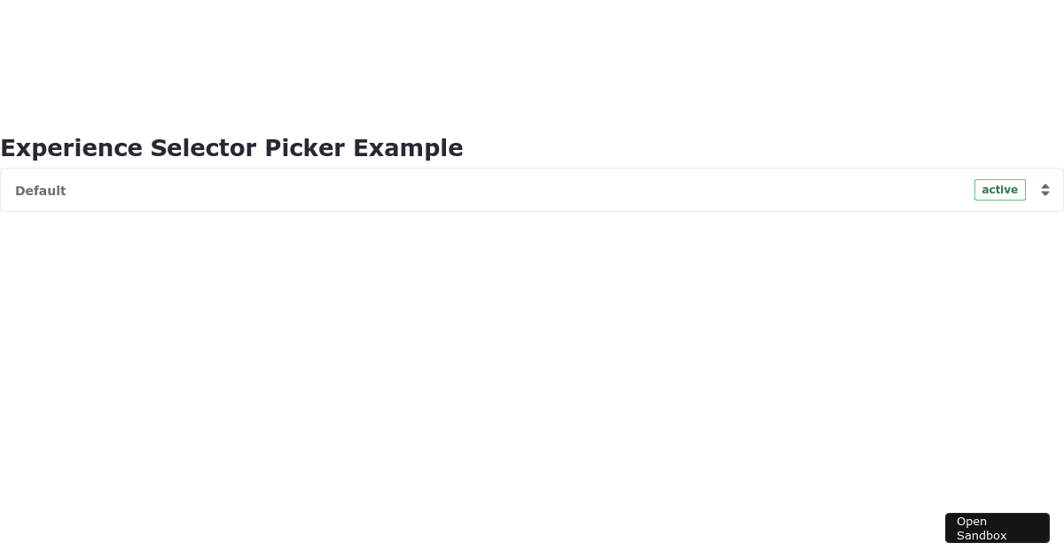 Experience Selector Picker Example - Codesandbox