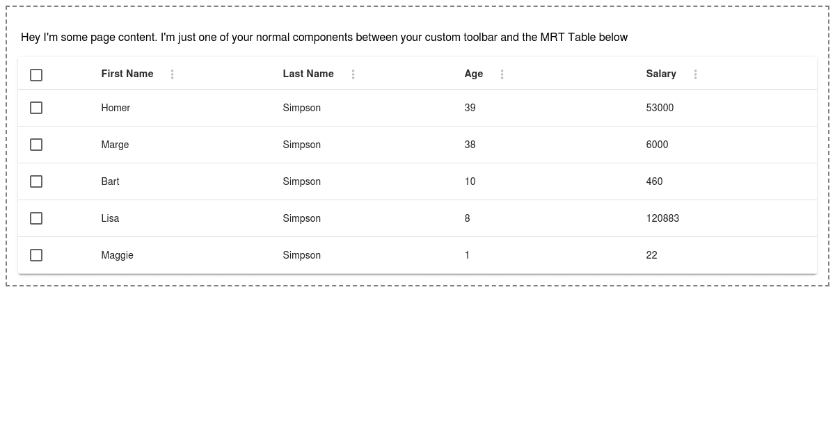 Material React Table Example External Toolbar Codesandbox
