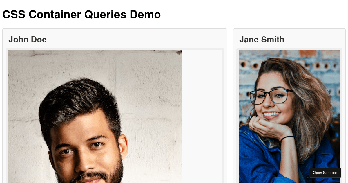 CSS Container Queries Demo - Codesandbox