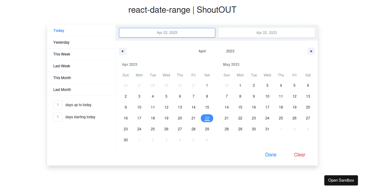 React date range Codesandbox