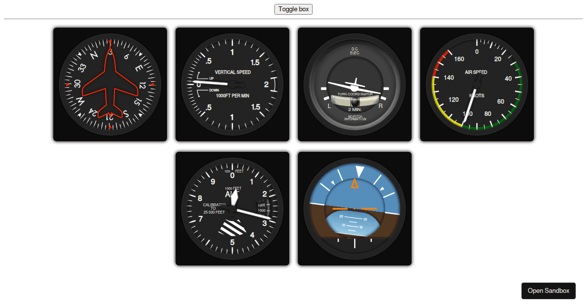 react-typescript-flight-indicators-live update - Codesandbox