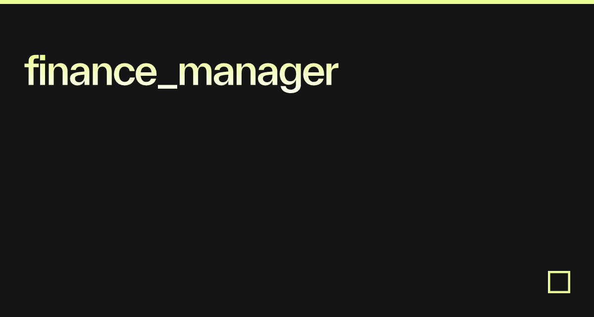finance_manager - Codesandbox