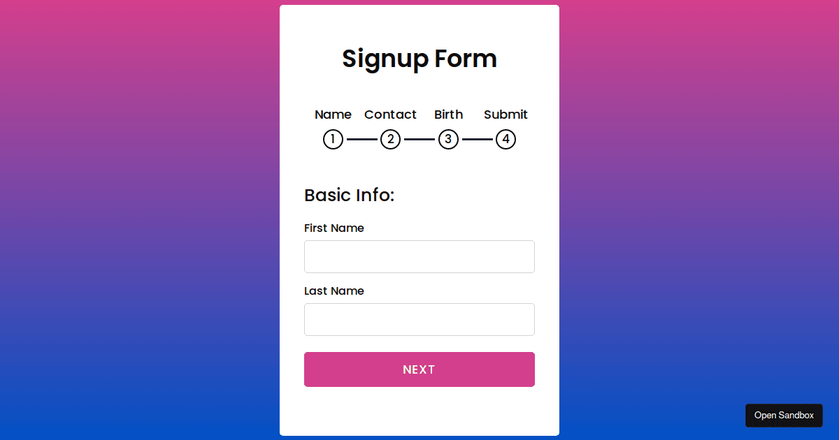 multi-step-form-js - Codesandbox