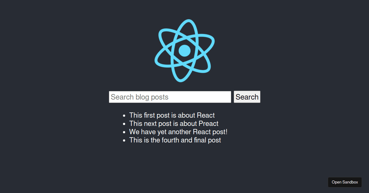 React Search Bar Codesandbox