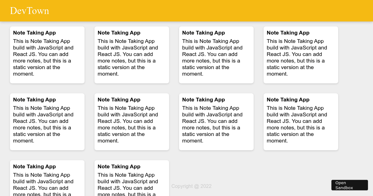 Note Taking App Using Javascript And Reactjs Codesandbox