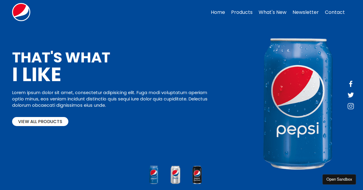 web-dev-ref: Pepsi landing page in React - Codesandbox