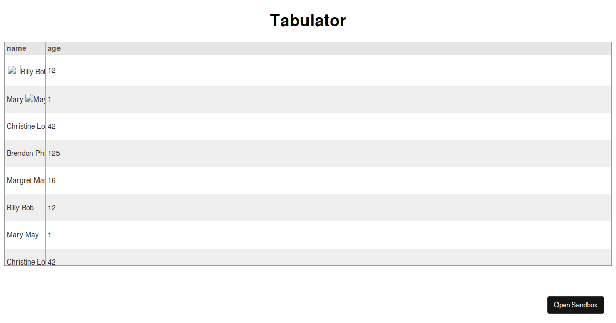 Tabulator Tables sandbox (forked) - Codesandbox