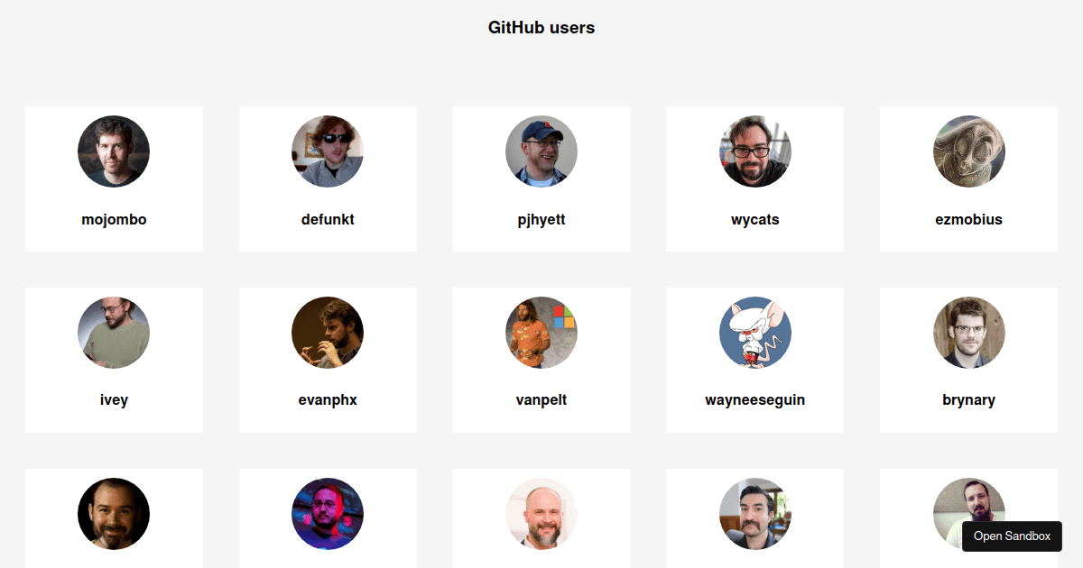 github-users - Codesandbox