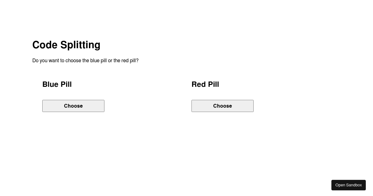 Dynamic Code Splitting Codesandbox